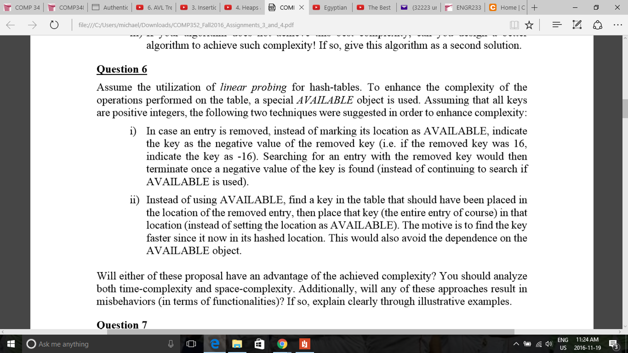 Assume the utilization of linear probing for | Chegg.com