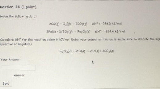 Solved Given the following data Calculate Delta H degree | Chegg.com