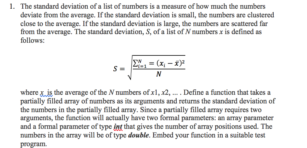 Solved 1. The standard deviation of a list of numbers is a | Chegg.com