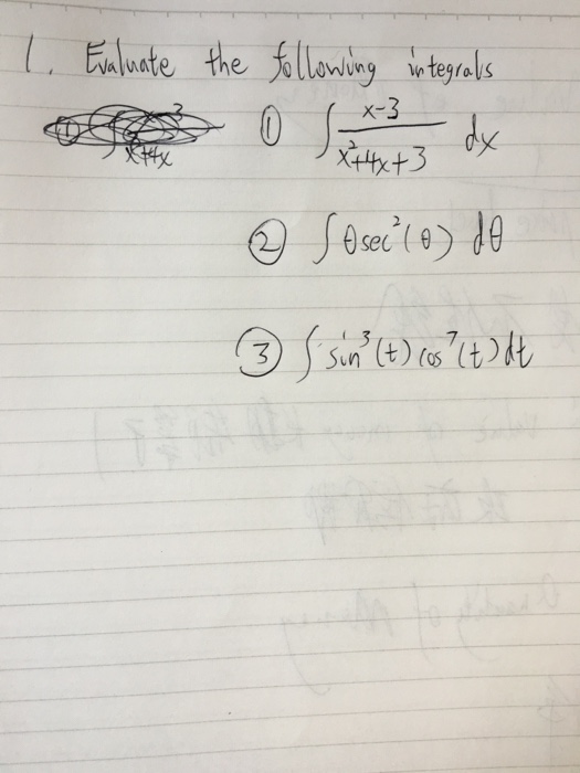 Solved Evaluate the following integrals 1) integral x-3/x^2 | Chegg.com