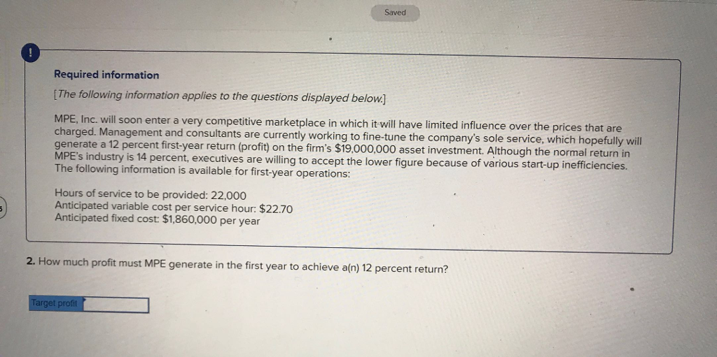 Solved Saved Required information [The following information | Chegg.com