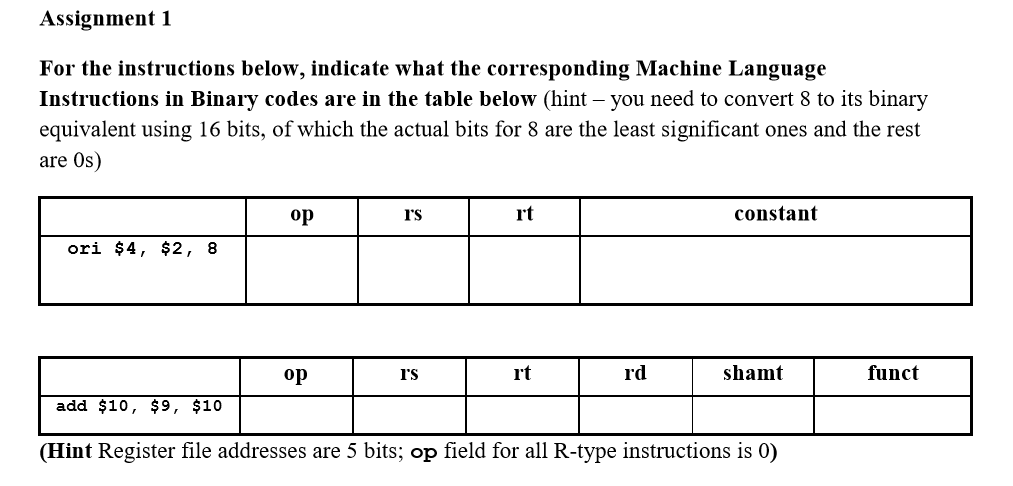 Solved Assignment 1 For the instructions below, indicate | Chegg.com