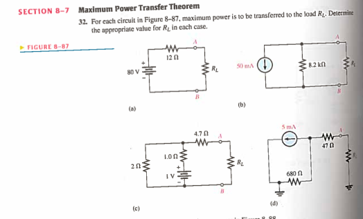 Solved Maximum Power Transfer Theorem 32. For each circuit | Chegg.com