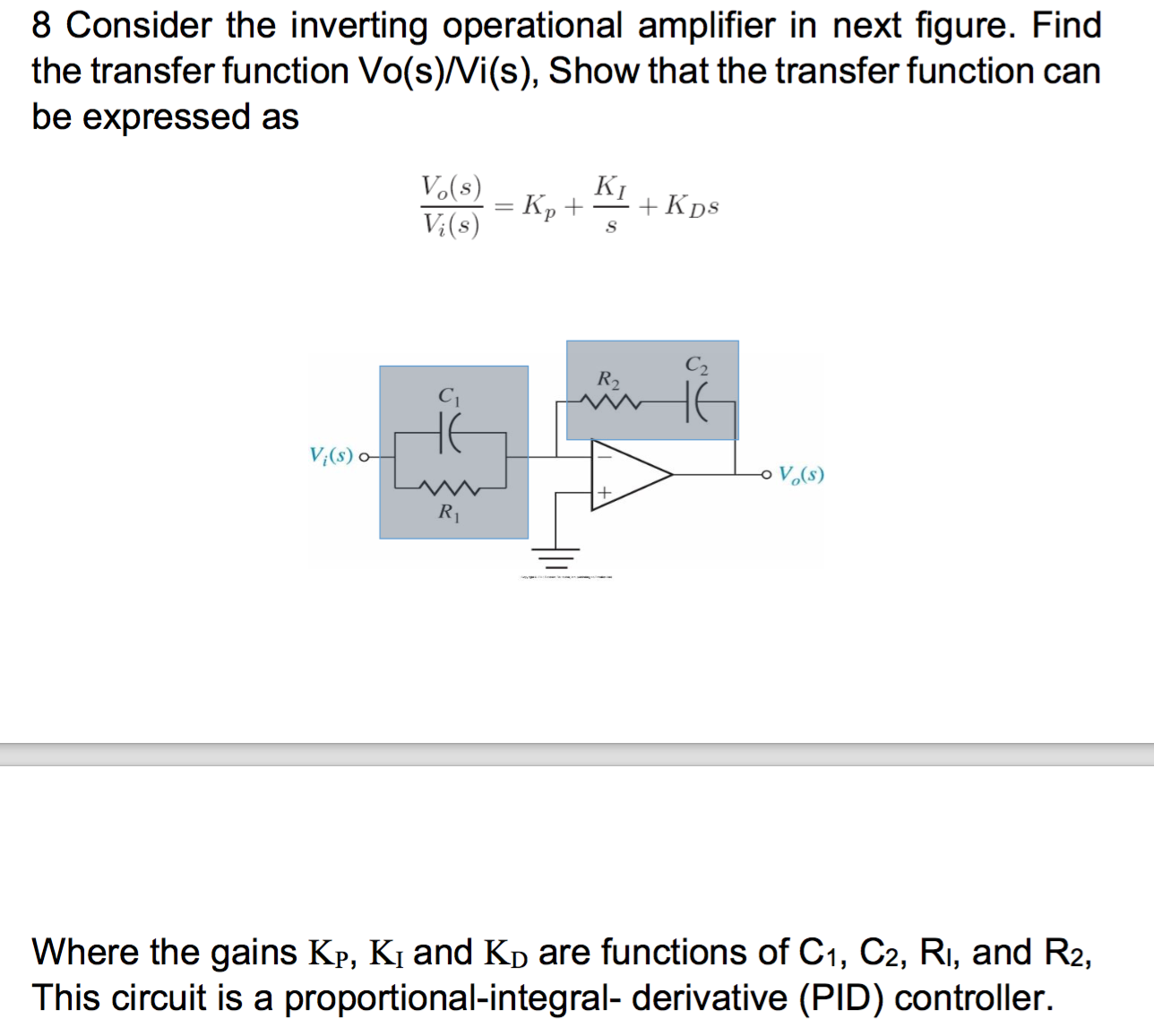 Solved Consider the inverting operational amplifier in next | Chegg.com
