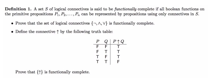Solved Definition 1. A set S of logical connectives is said | Chegg.com