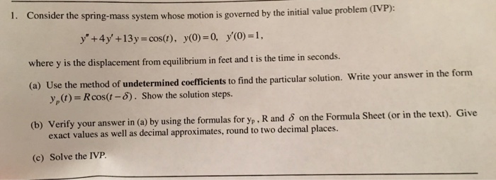 Solved Consider the spring-mass system whose motion is | Chegg.com