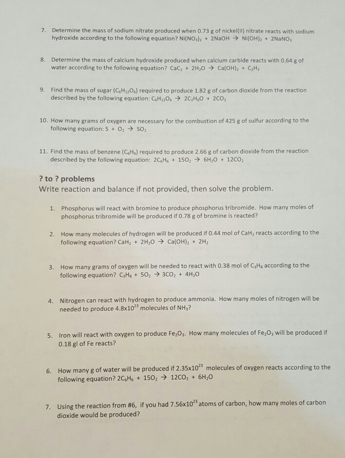 Solved Name Stoichiometry Homework Mole to Mole problems : | Chegg.com