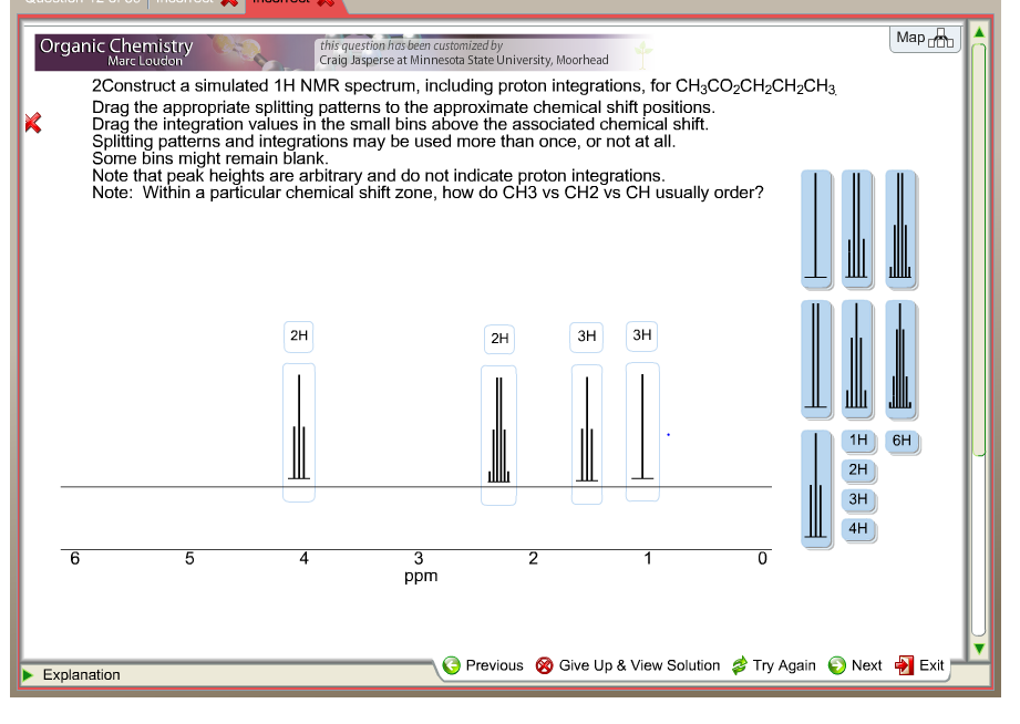 Solved Construct a simulated 1H NMR spectrum, including | Chegg.com
