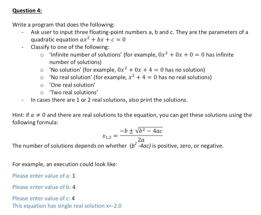 Question 4: Write a program that does the following: | Chegg.com