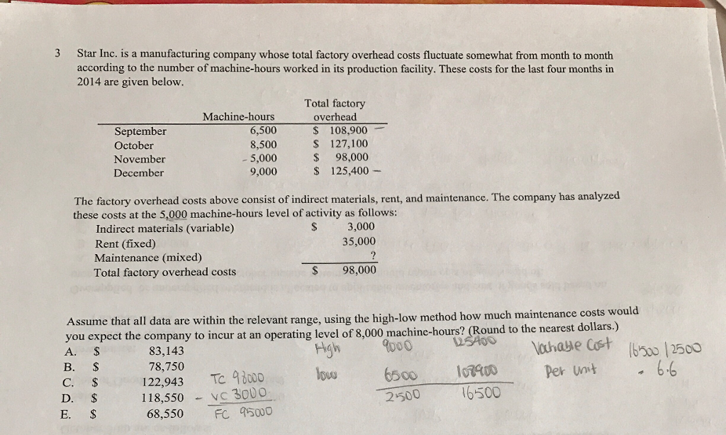 Solved 3 Star Inc. is a manufacturing company whose total | Chegg.com