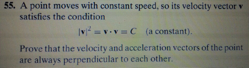 Solved A point moves with constant speed, so its velocity | Chegg.com