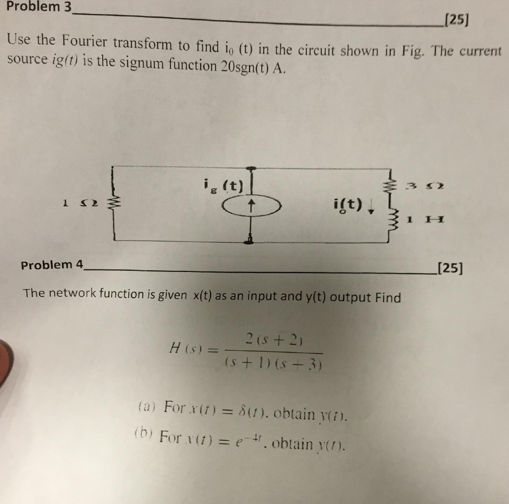 Solved Use the Fourier transform to find i_0(t) in the | Chegg.com