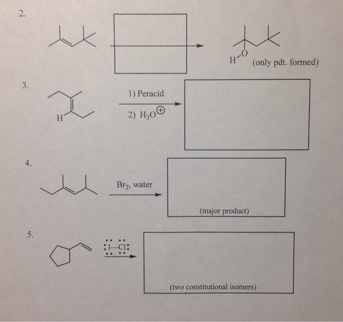 Solved 2. H (only pdt. formed) 3. 1) Peracid 2) H,OG 2) H30 | Chegg.com