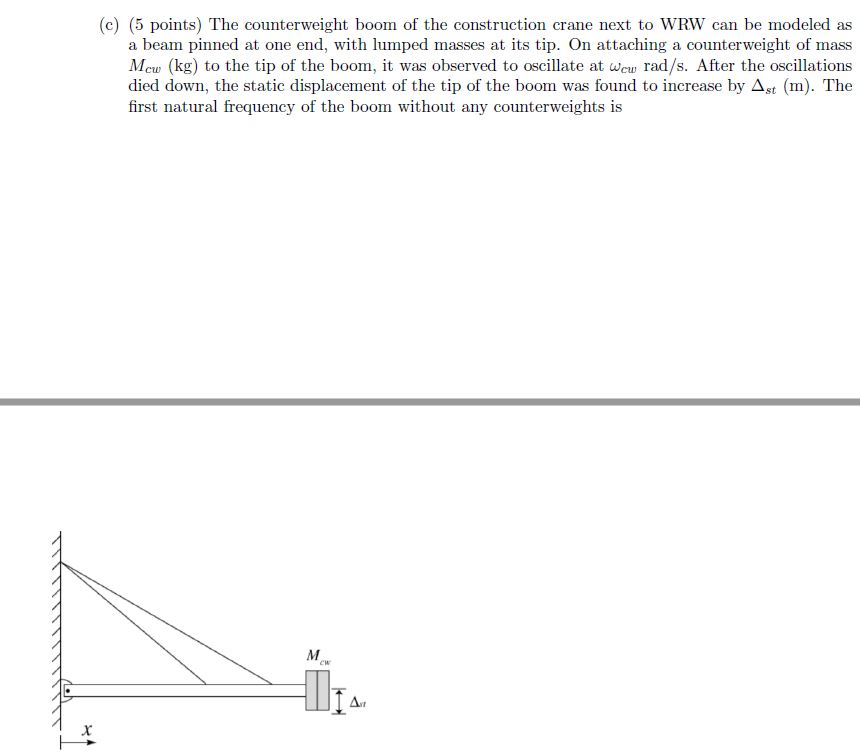 Solved (c) (5 points) The counterweight boom of the | Chegg.com