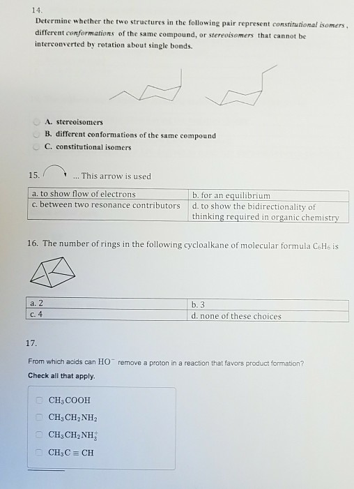 Solved 14. Determine whether the two structures in the | Chegg.com