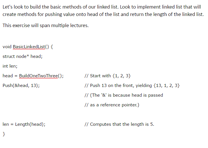 Solved Let's look to build the basic methods of our linked | Chegg.com