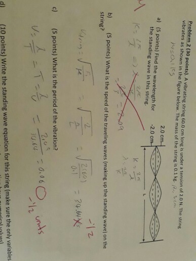 Solved Problem 2 (30 points). A vibrating string 60.0 cm | Chegg.com