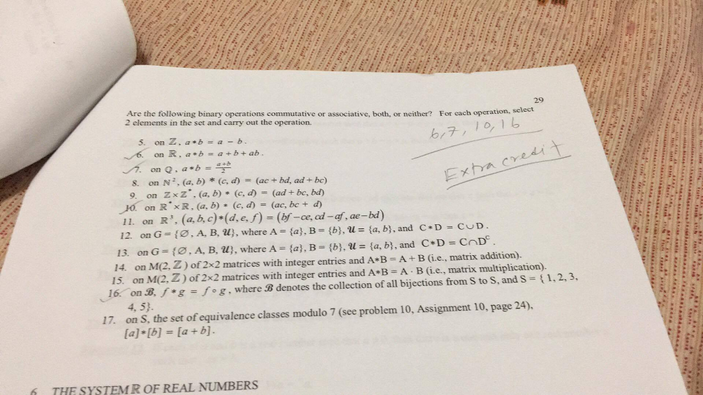 Solved Are The Following Binary Operations Commutative Or