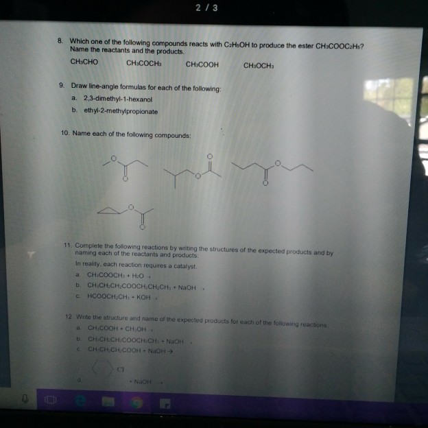 Solved 213 8. Which one of the following compounds reacts | Chegg.com