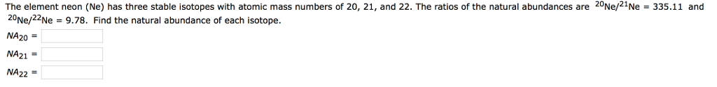The element neon (Ne) has three stable isotopes with | Chegg.com