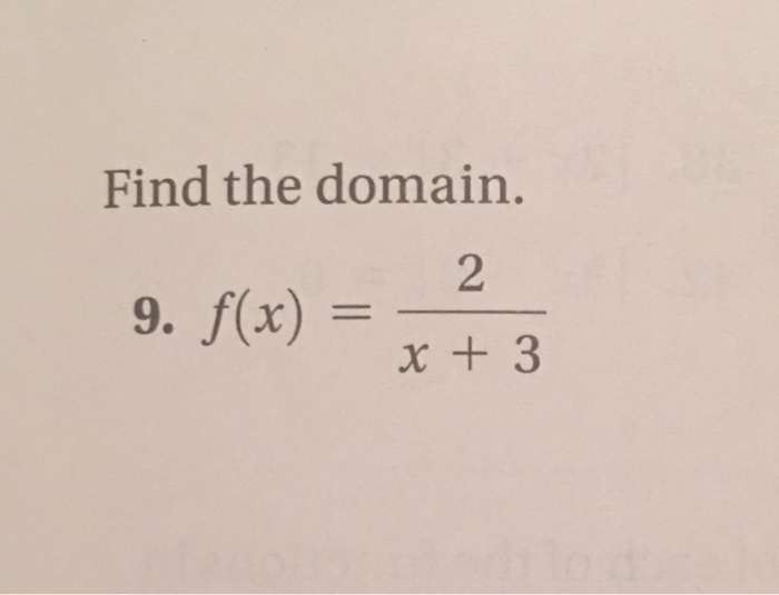 Solved Find the domain. f(x) =2/x + 3 | Chegg.com