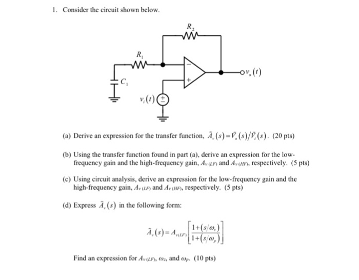 Solved Consider the circuit shown below. Derive an | Chegg.com