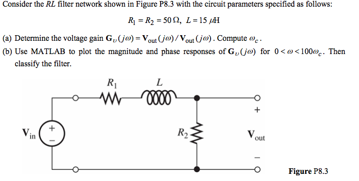 Solved Consider the RL filter network shown in Figure P8.3 | Chegg.com