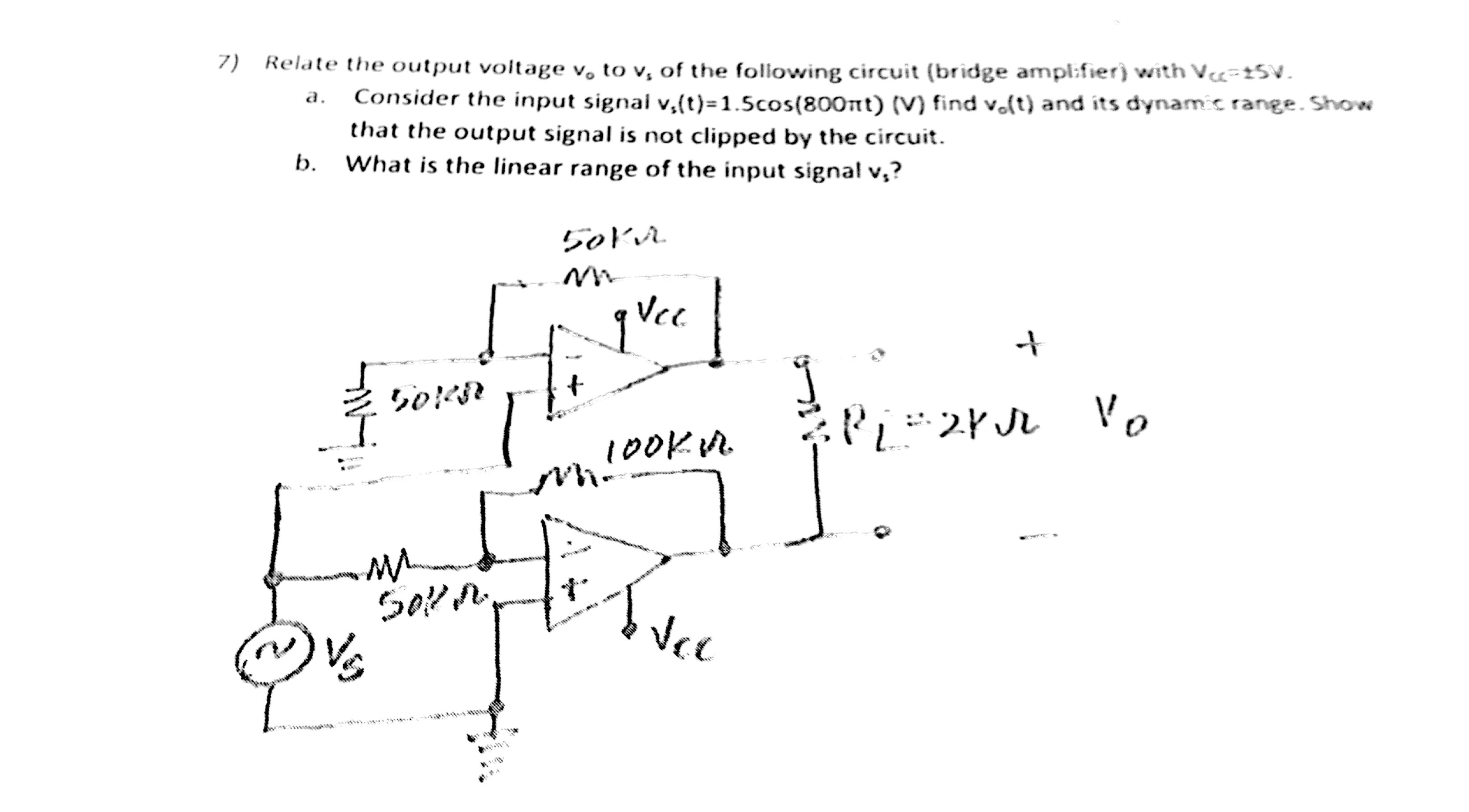 Solved Relate The Output Voltage Vo To Vs Of The Following
