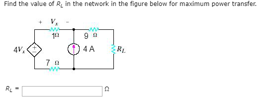 Solved Find the value of RL in the network in the figure | Chegg.com
