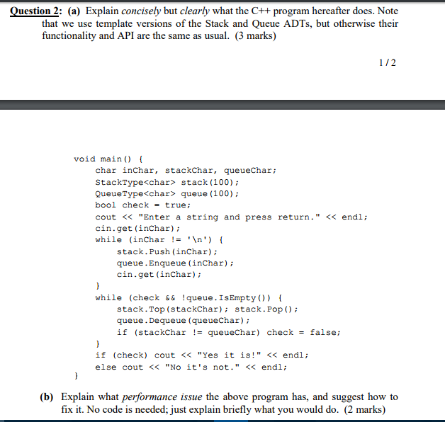 Solved (a) Explain concisely but clearly what the C++ | Chegg.com