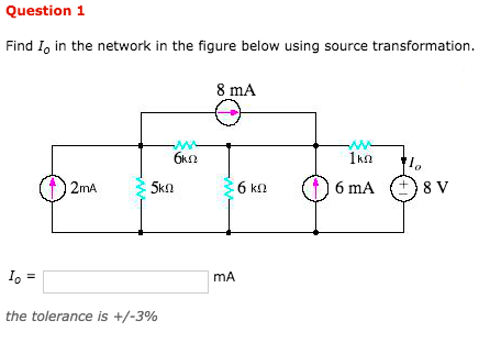 Solved Question 1 Find Io in the network in the figure below | Chegg.com
