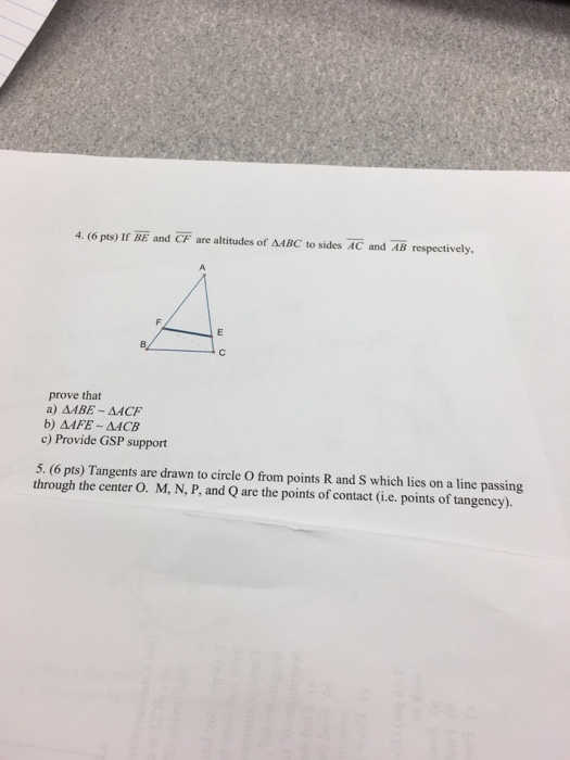 Solved If BE and CF are altitudes of Delta ABC to sides AC | Chegg.com