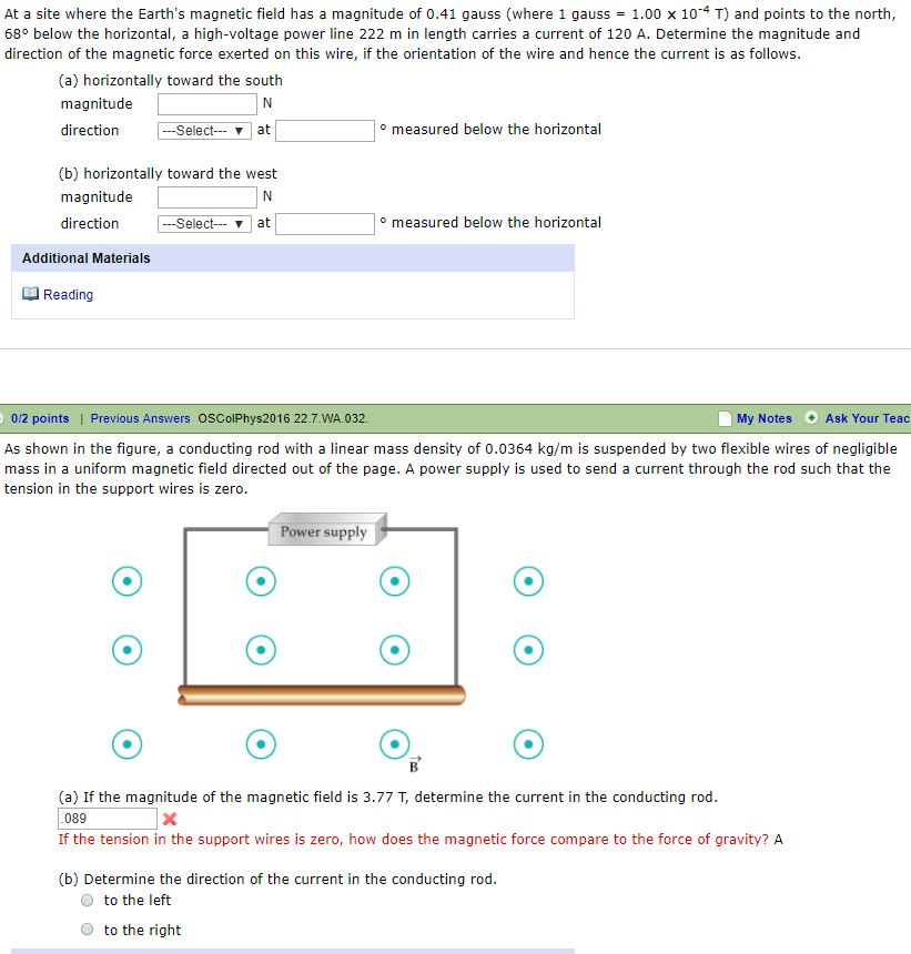 Solved At a site where the Earth's magnetic field has a | Chegg.com