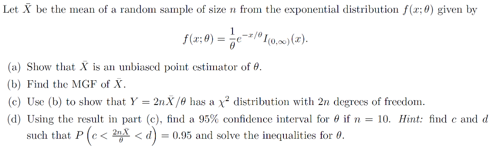 Solved Let X bar be the mean of a random sample of size n | Chegg.com