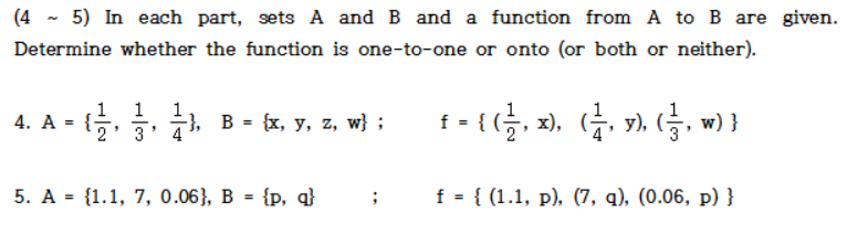 Solved In each part, sets A and B and a function from A to B | Chegg.com