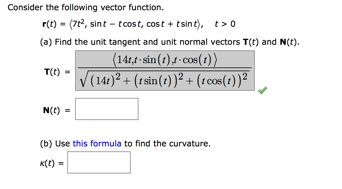 Solved Consider the following vector function. r(t) = (7t^2, | Chegg.com