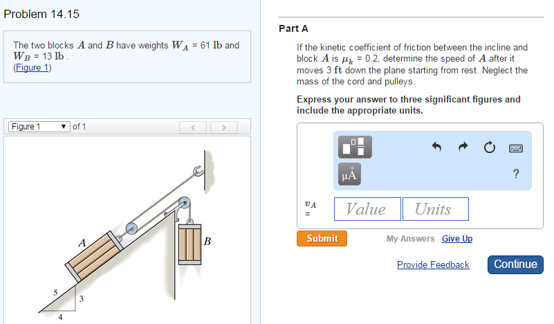 Solved The two blocks A and B have weights WA = 61 lb and WB | Chegg.com