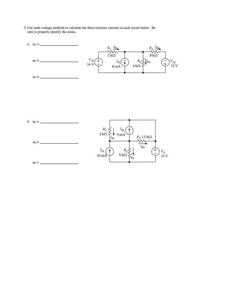 Solved Use node-voltage methods to calculate the three | Chegg.com