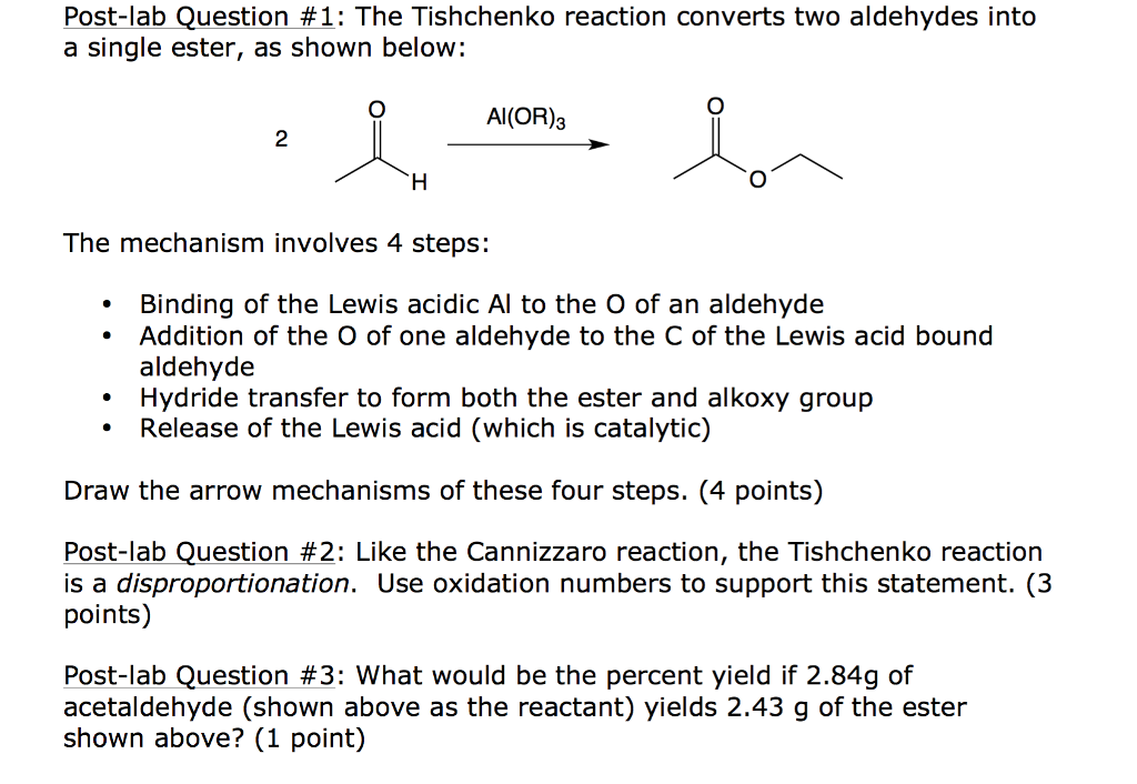 Solved The Tishchenko reaction converts two aldehydes into a | Chegg.com