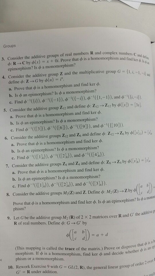 Solved Groups 3. Consider the additive groups of real | Chegg.com