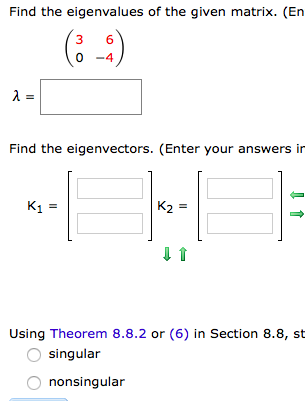 Solved Find the eigenvalues of the given matrix. (En (3 6 0 | Chegg.com