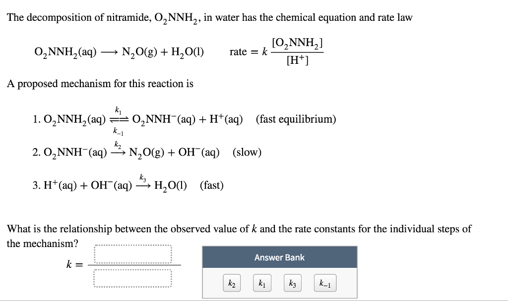 Solved The decomposition of nitramide, O2NNH2, in water has | Chegg.com