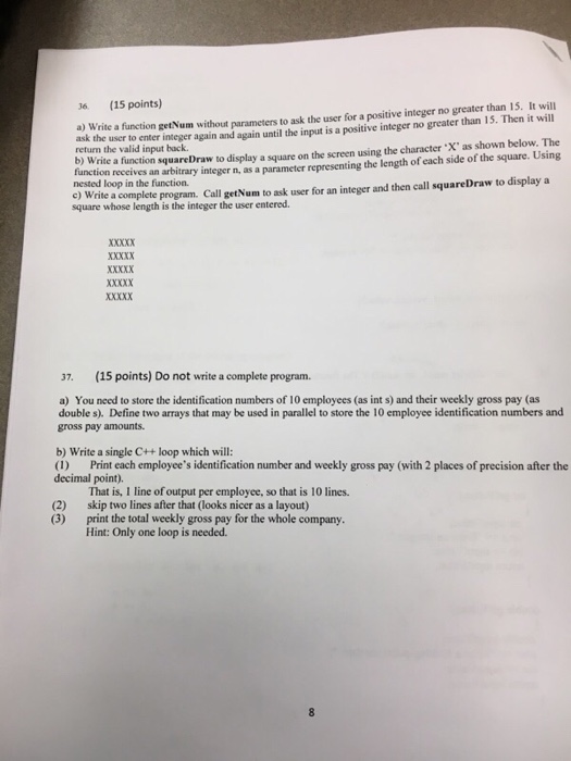 Solved Write a function getNum without parameters to ask the | Chegg.com