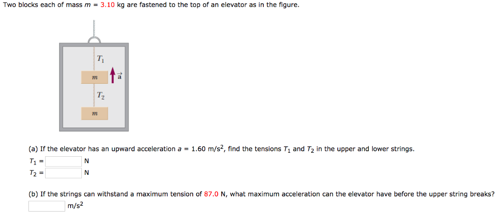 Solved Two blocks each of mass m 3.10 kg are fastened to the | Chegg.com