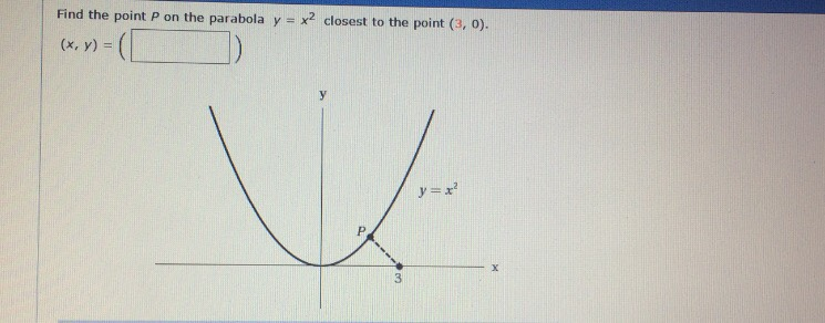Solved Find the point P on the parabola y = x^2 closest to | Chegg.com