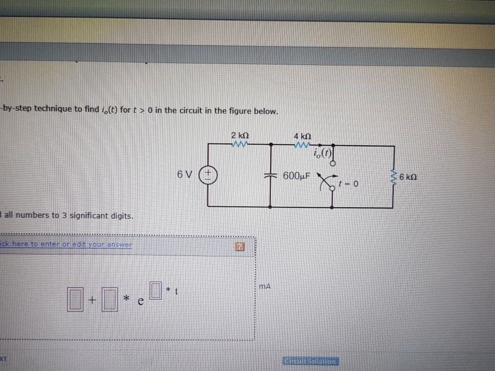 Solved -by-step technique to find io(t) for t >0 in the | Chegg.com