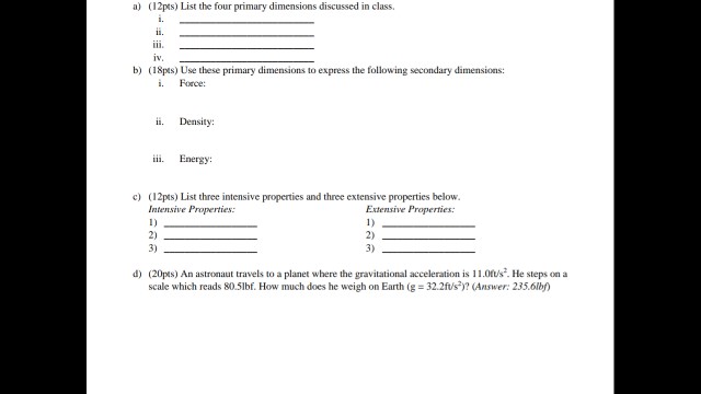 Solved a) (12pts) List the four primary dimensions discussed | Chegg.com