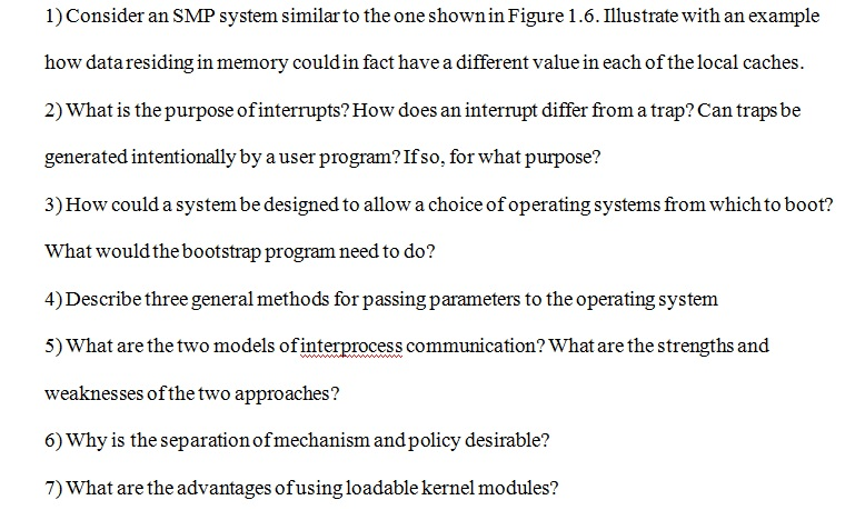 Solved 1) Consider an SMP system similar to the one shown in | Chegg.com