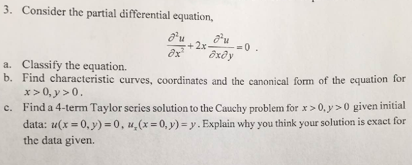 Solved Consider the partial differential equation, ^2u/ x^2+ | Chegg.com