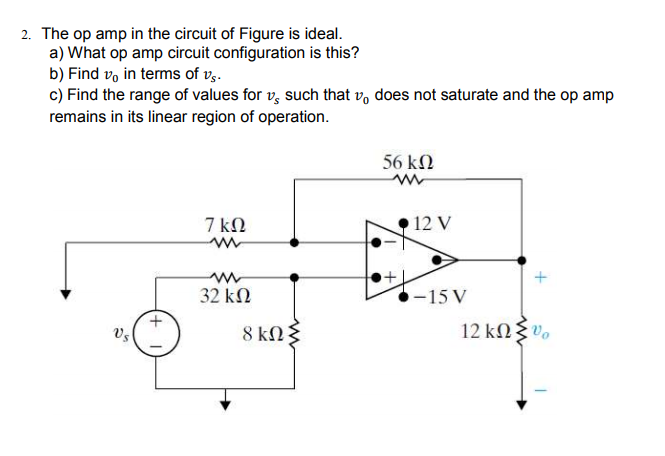 Solved 2. The op amp in the circuit of Figure is ideal. a) | Chegg.com